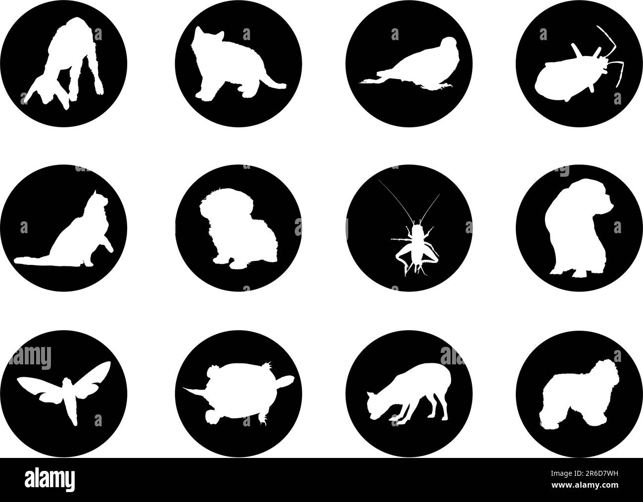 Animals. Set of 12 round vector buttons for web Stock Vector Image ...