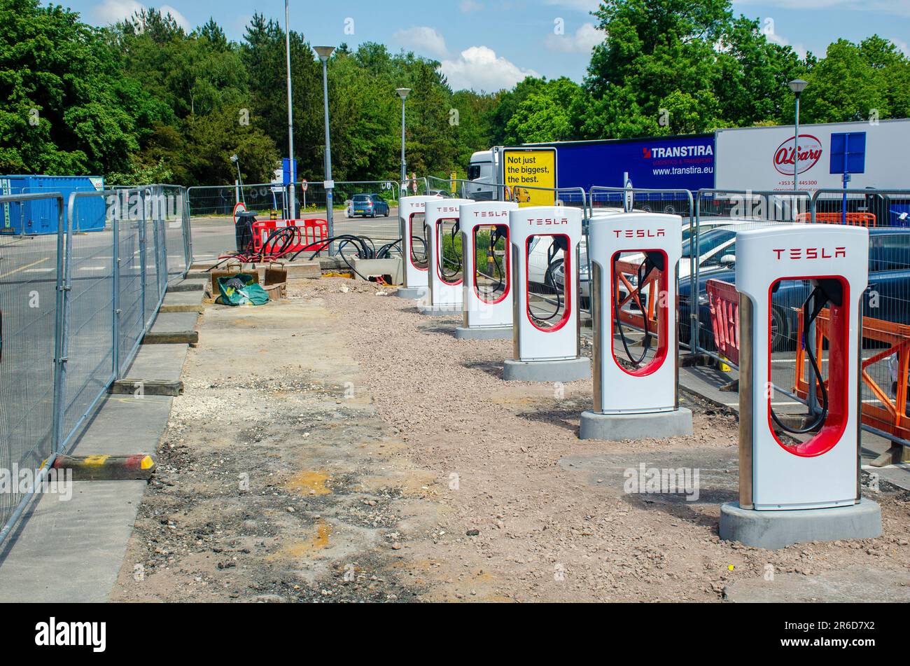 London, UK, 3 June 2023 Tesla charging points being installed. EV ...