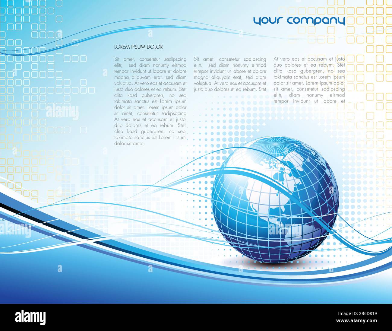 clean futuristic vector design template with earth globe - easy to edit ...