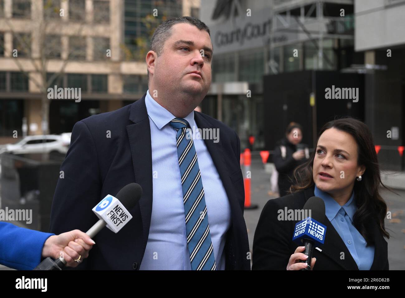 Melbourne, Australia. 09th June, 2023. Timothy Whittaker (left) departs ...