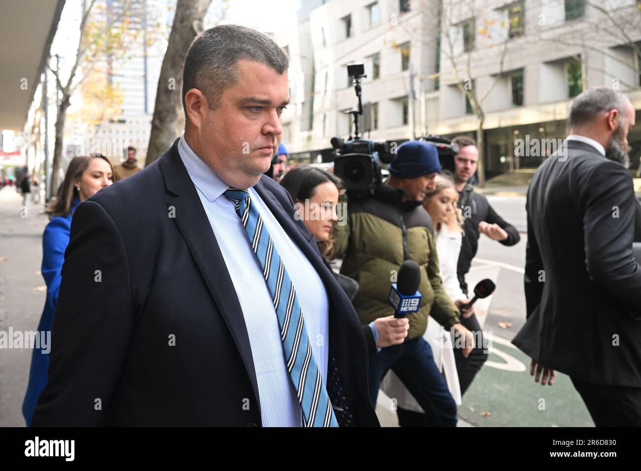 Melbourne, Australia. 09th June, 2023. Timothy Whittaker (left) departs ...