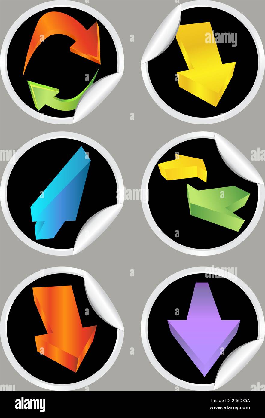 Collection of eight 3D directional arrow stickers Stock Vector Image ...
