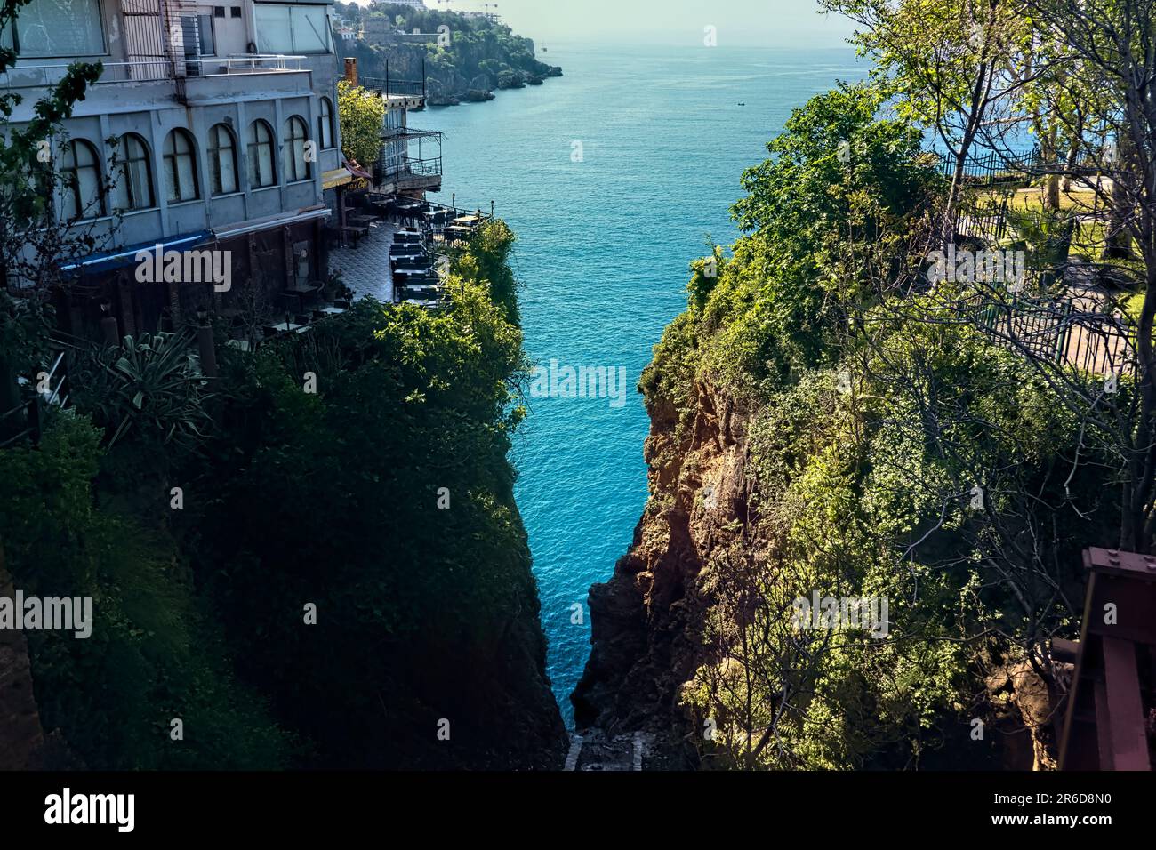 View of the Mediterranean from the cliffs, Antalya, Turkey Stock Photo ...