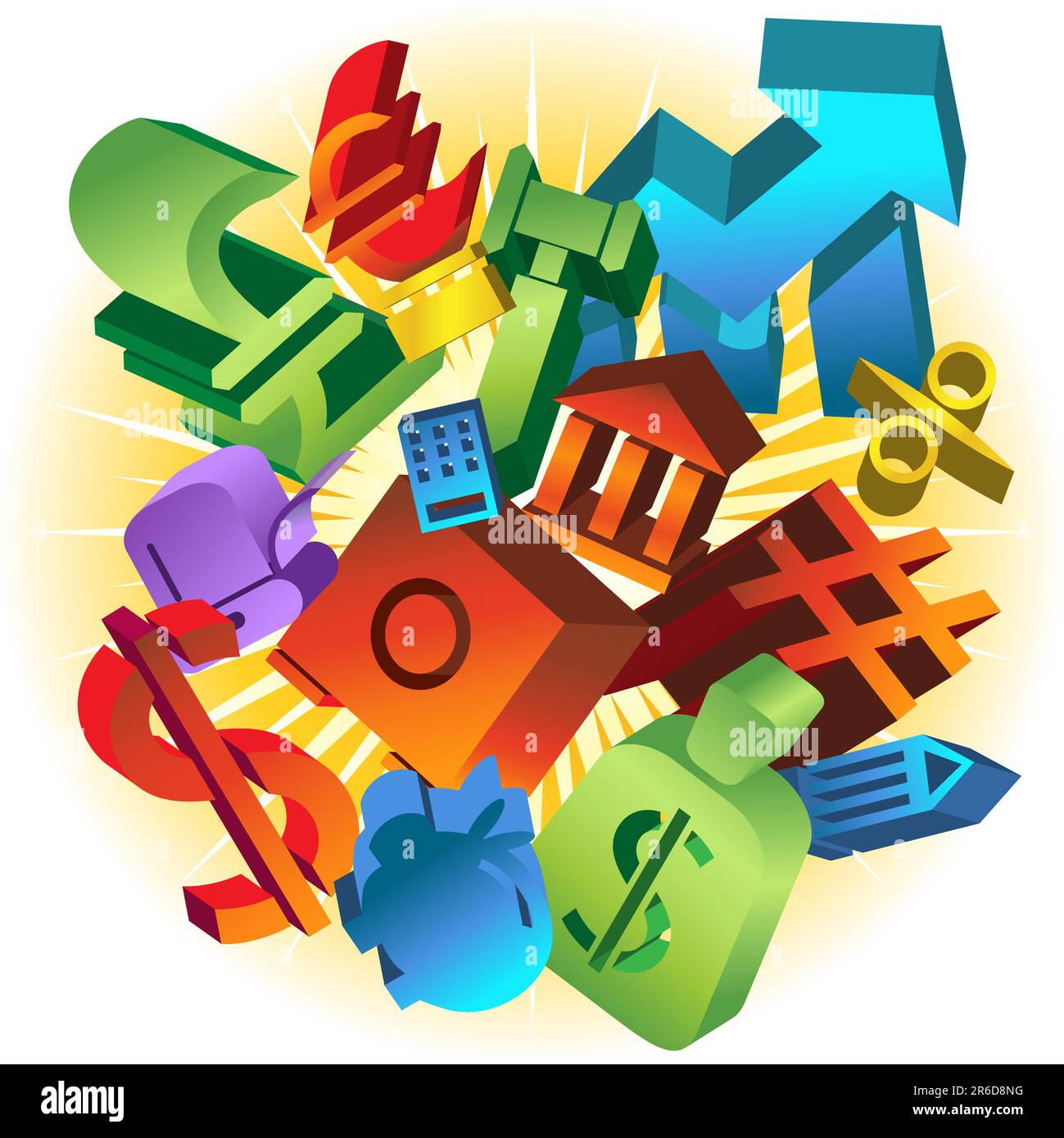 Set of exploding 3D financial icons Stock Vector Image & Art - Alamy
