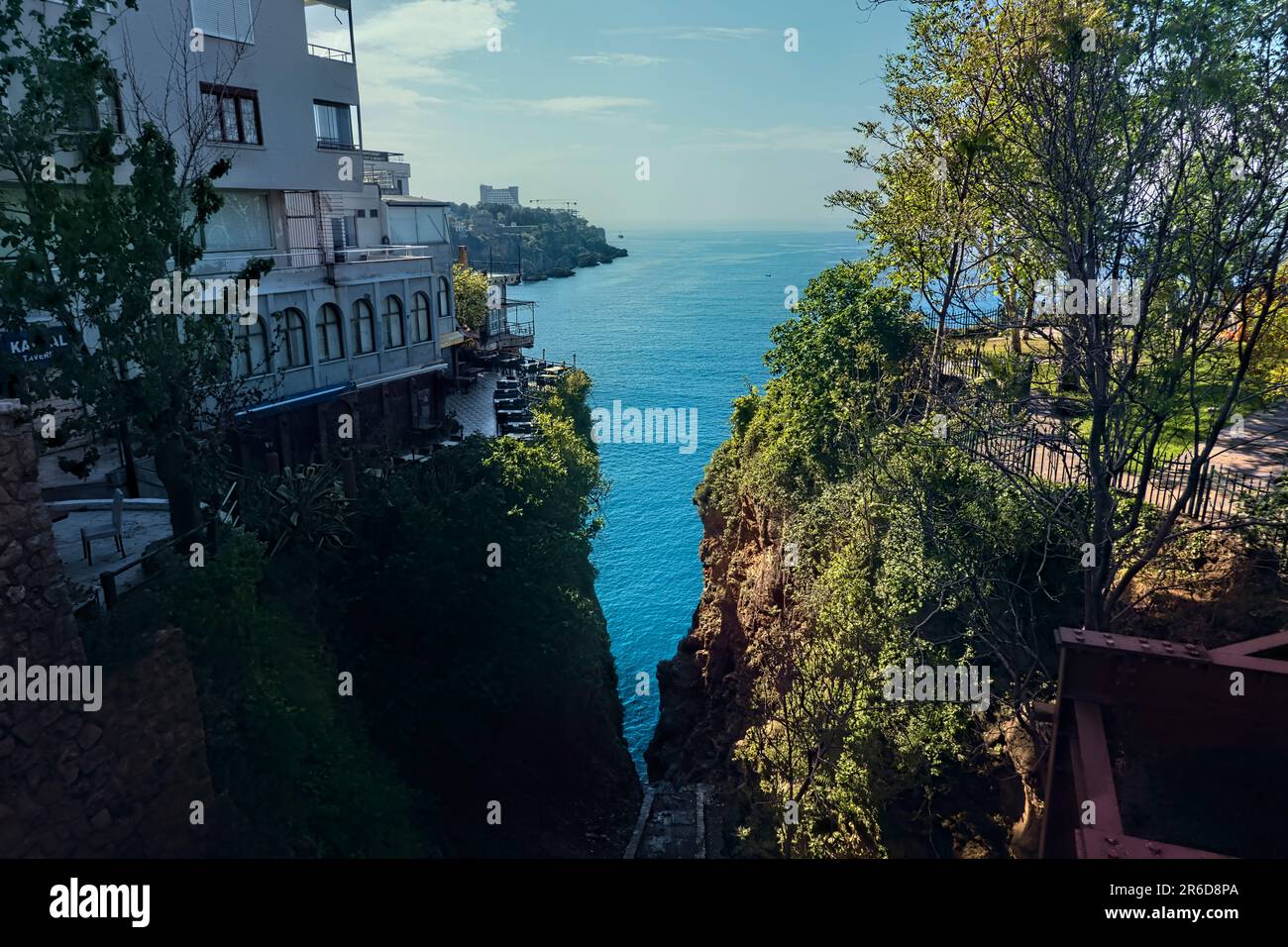 View of the Mediterranean from the cliffs, Antalya, Turkey Stock Photo ...