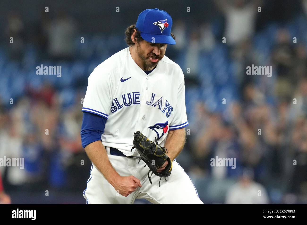 Toronto Blue Jays pitcher Jordan Romano celebrates after striking out ...