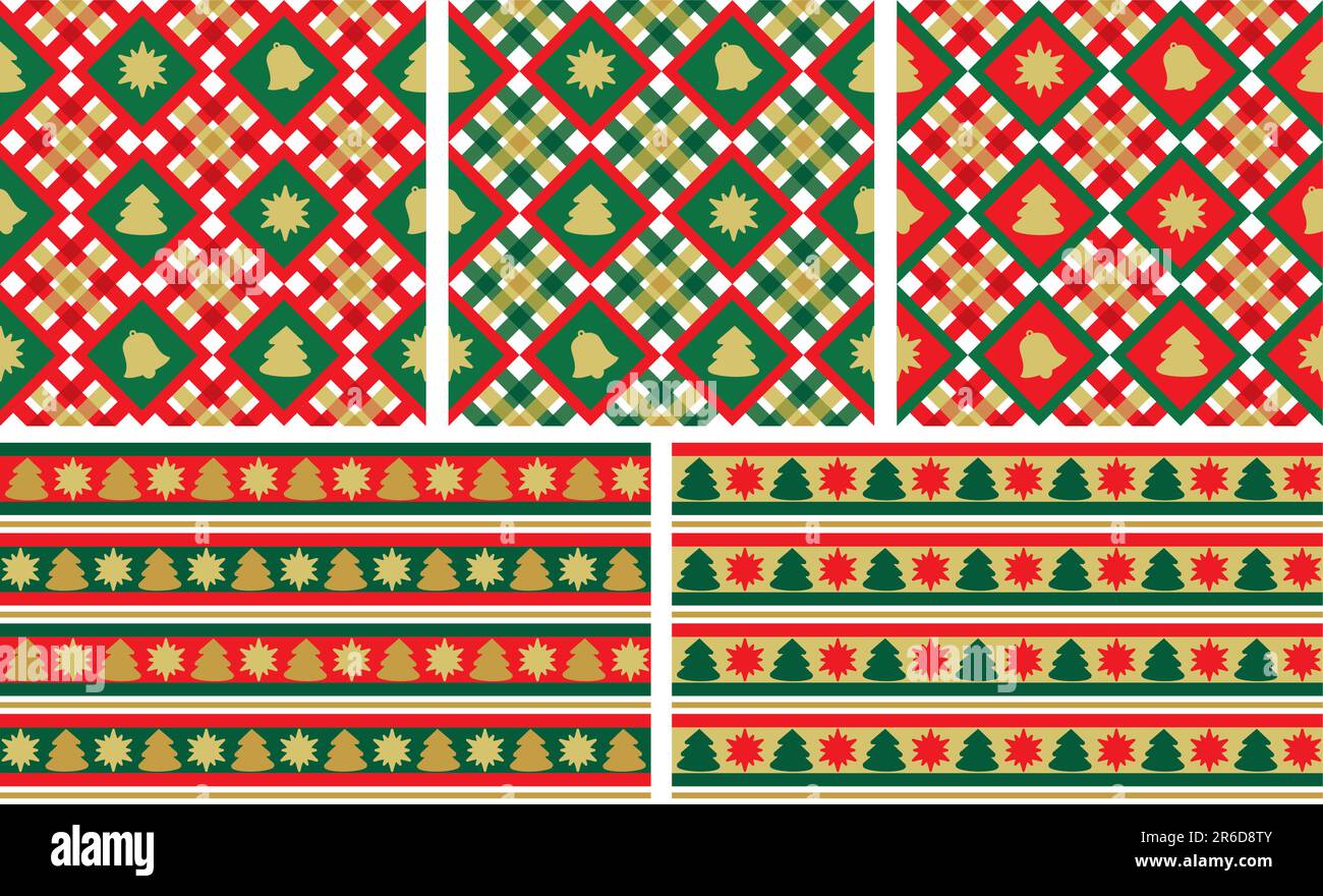 Christmas seamless backgrounds set / wallpapers or wrapping paper or ...