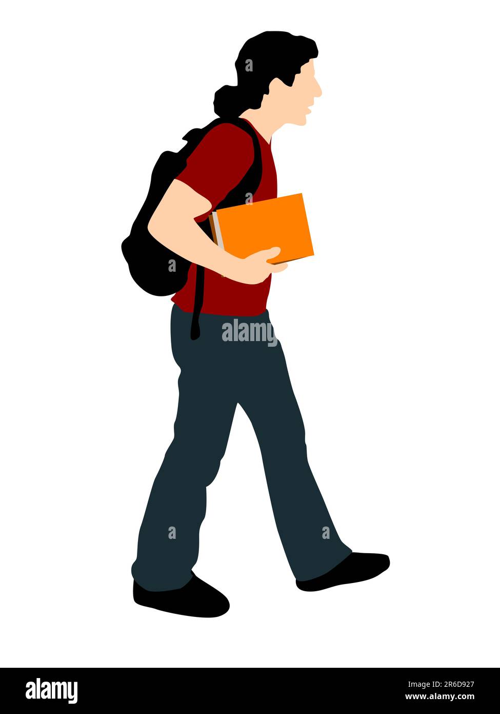 young student walking with books on isolated white background Stock ...