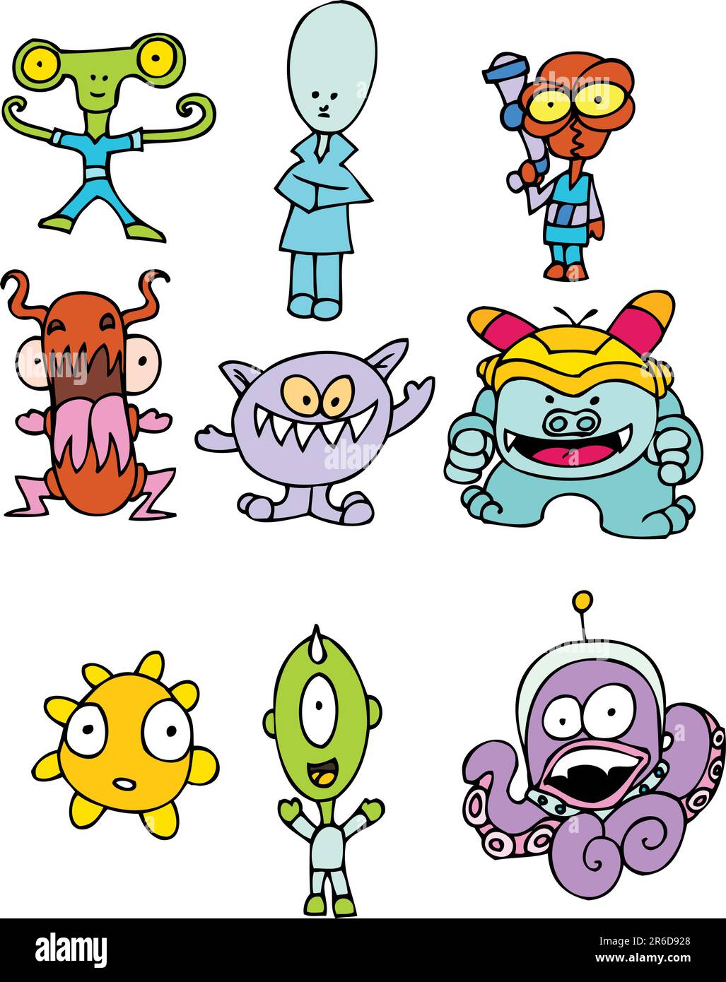 Set of 9 alien creatures from outer space Stock Vector Image & Art - Alamy