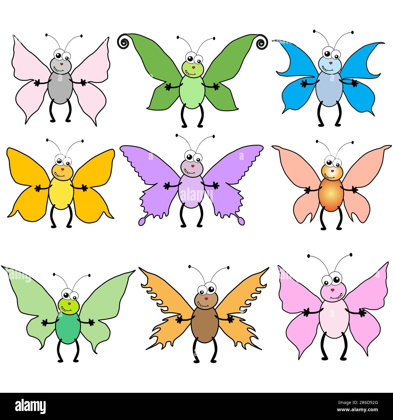 Collection of funny butterflies with different wings Stock Vector Image ...
