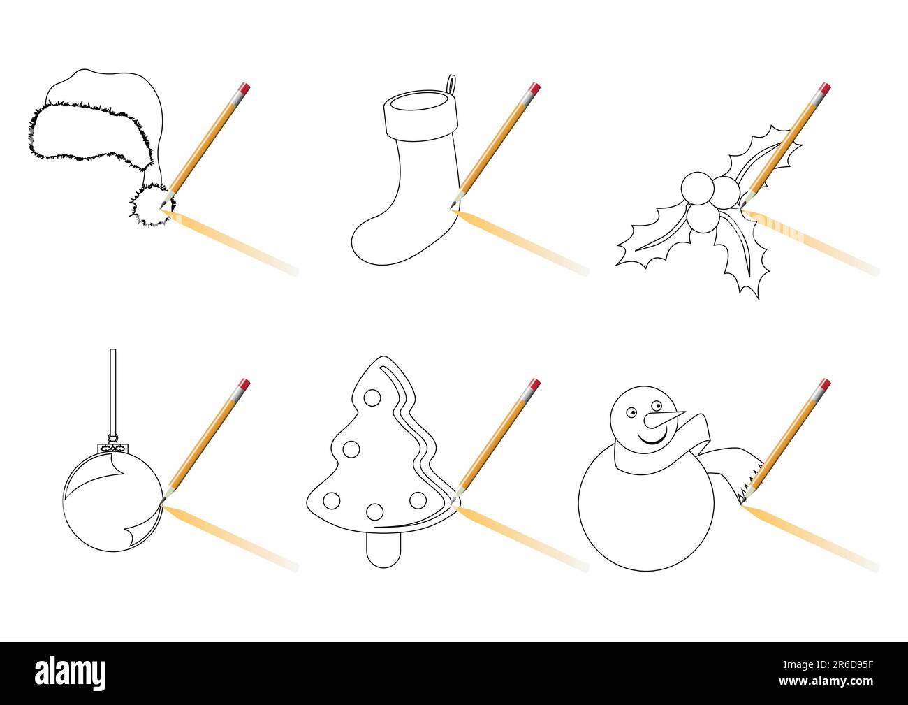 Christmas scribbles with different elements isolated over white ...