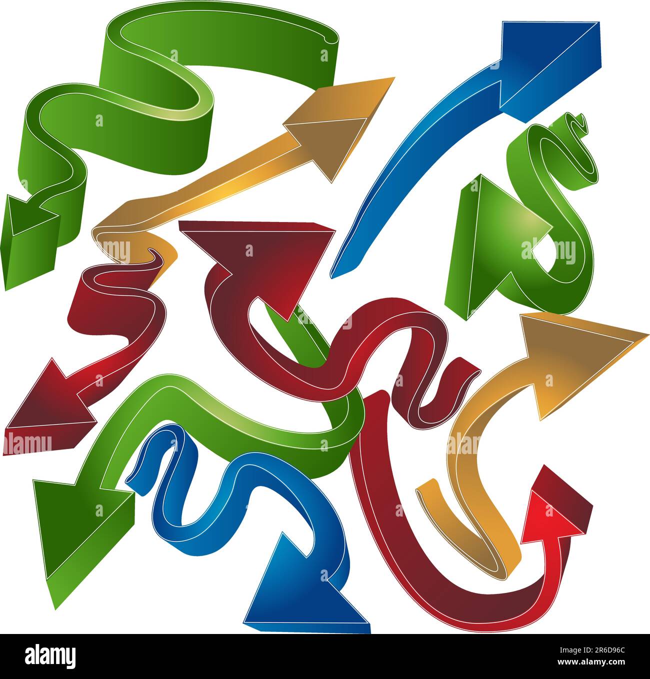 Set of crazy 3D curving arrows Stock Vector Image & Art - Alamy
