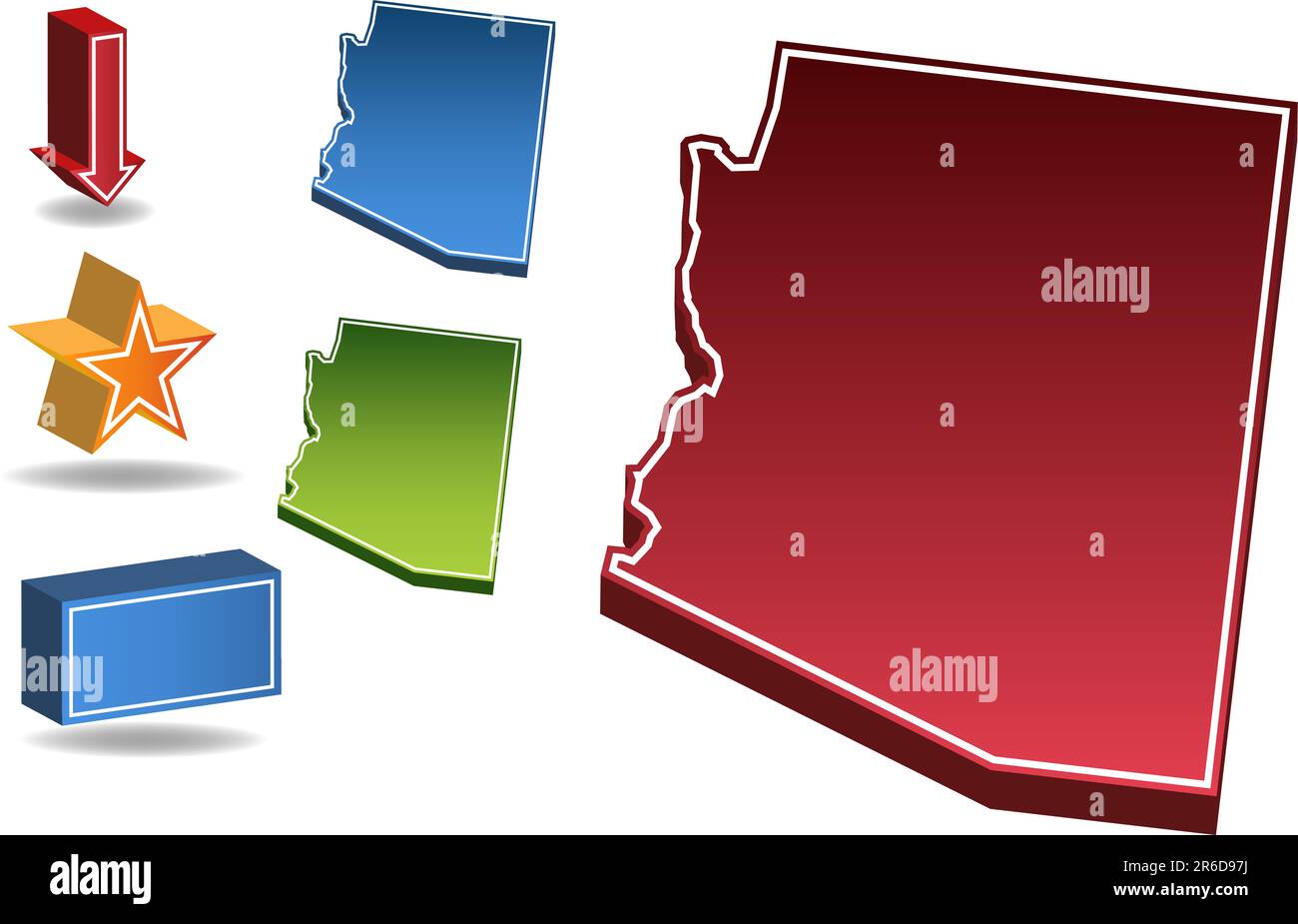 Set of 3D images of the State of Arizona with icons Stock Vector Image ...