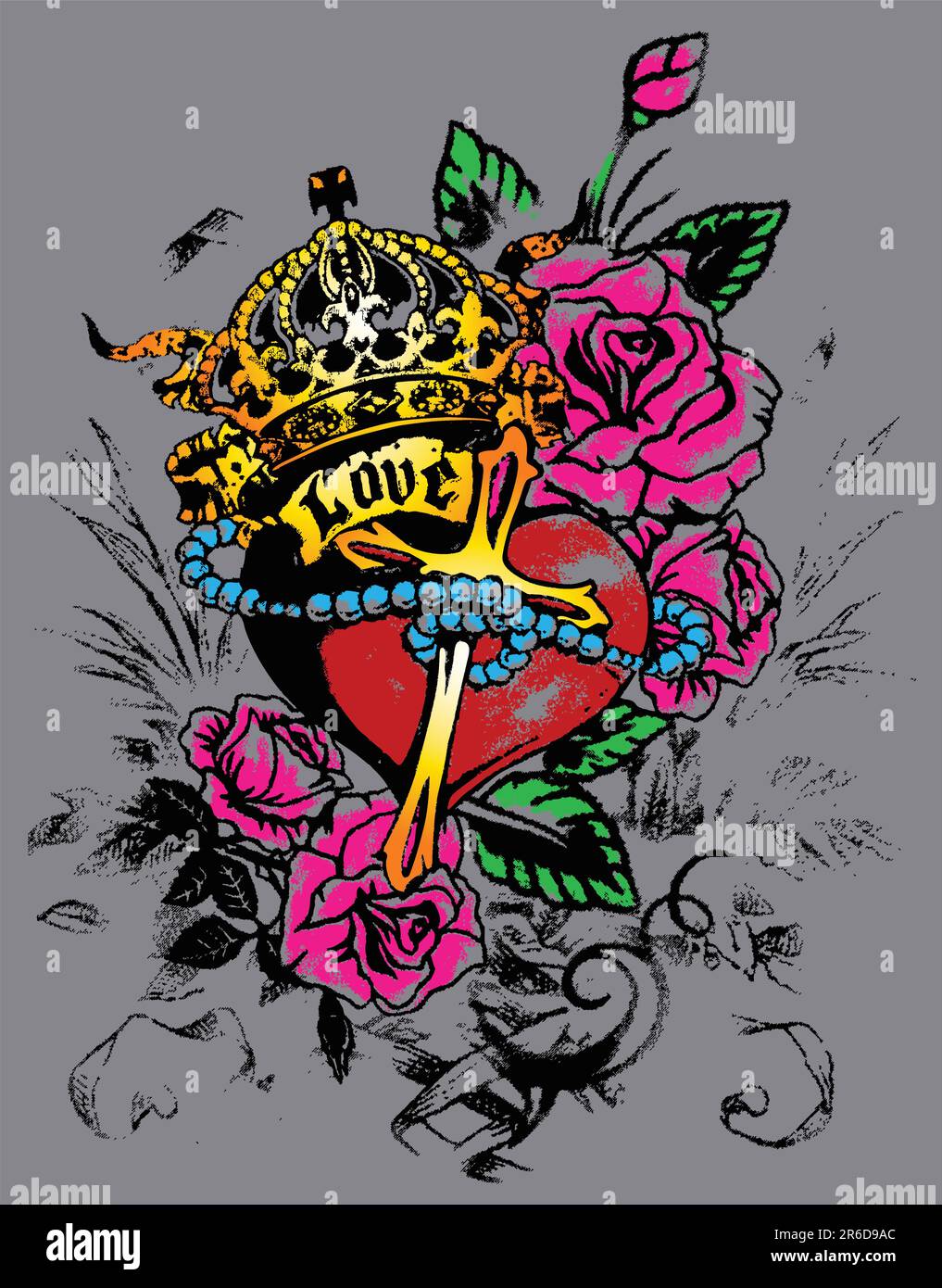 royal heart with flores decoration Stock Vector Image & Art - Alamy