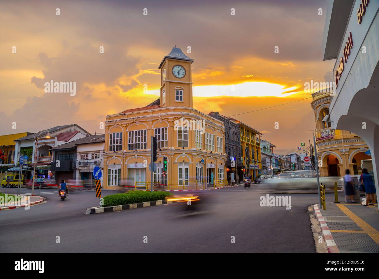 Phuket Thailand , September 14th 2020 ; Landmark chino-portuguese clock ...