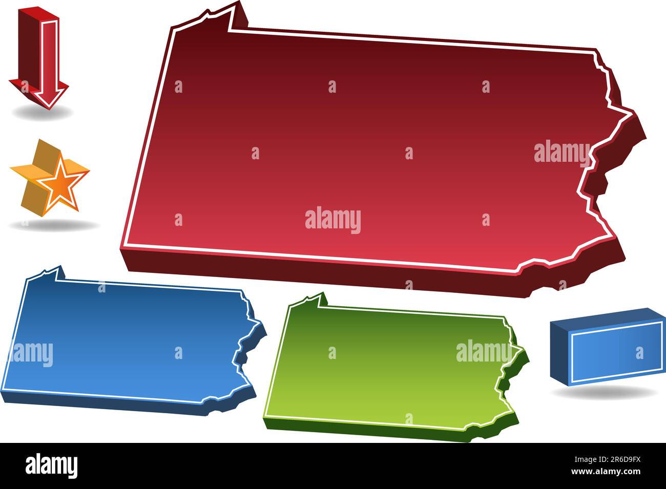 Set of 3D images of the State of Pennsylvania with icons Stock Vector ...