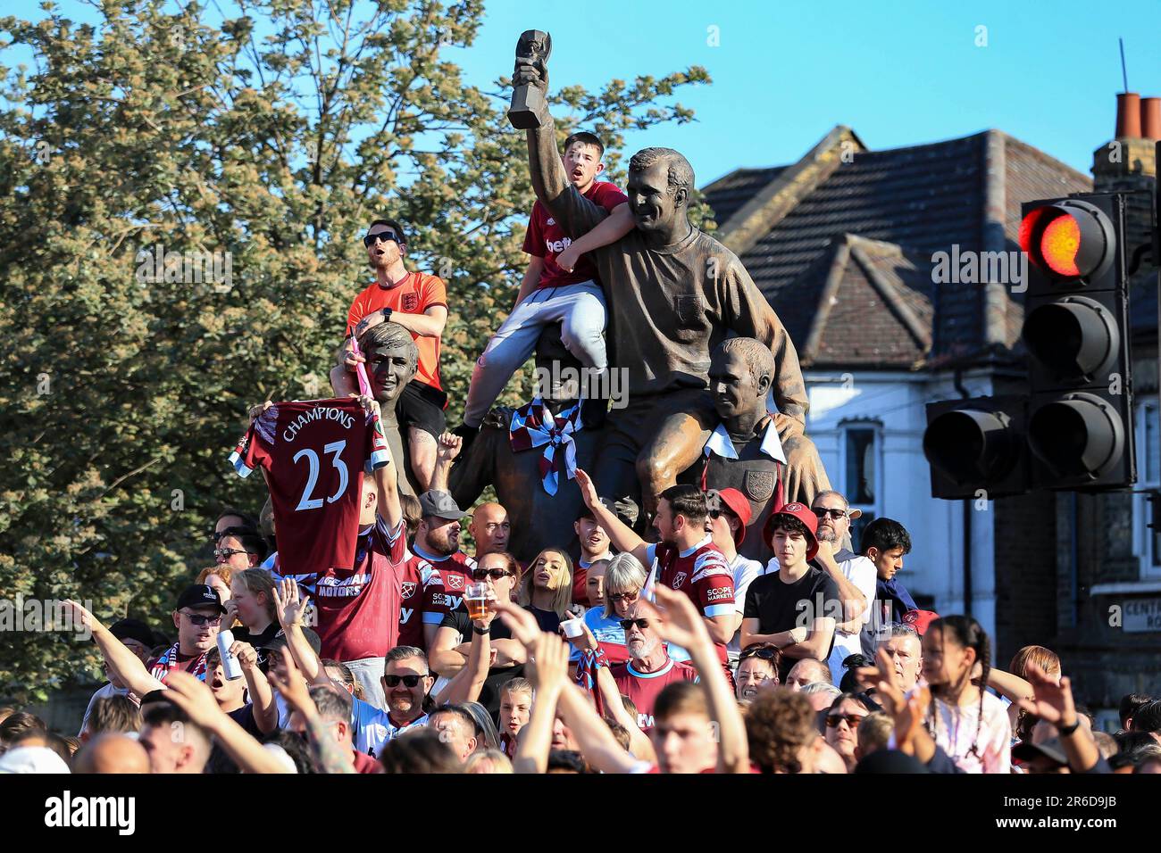 London, UK. 08th June, 2023. West Ham United fans watch from the World ...