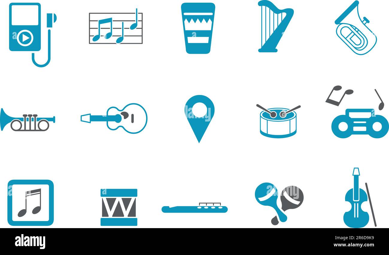 Vector icons pack - Blue Series, music collection Stock Vector Image ...