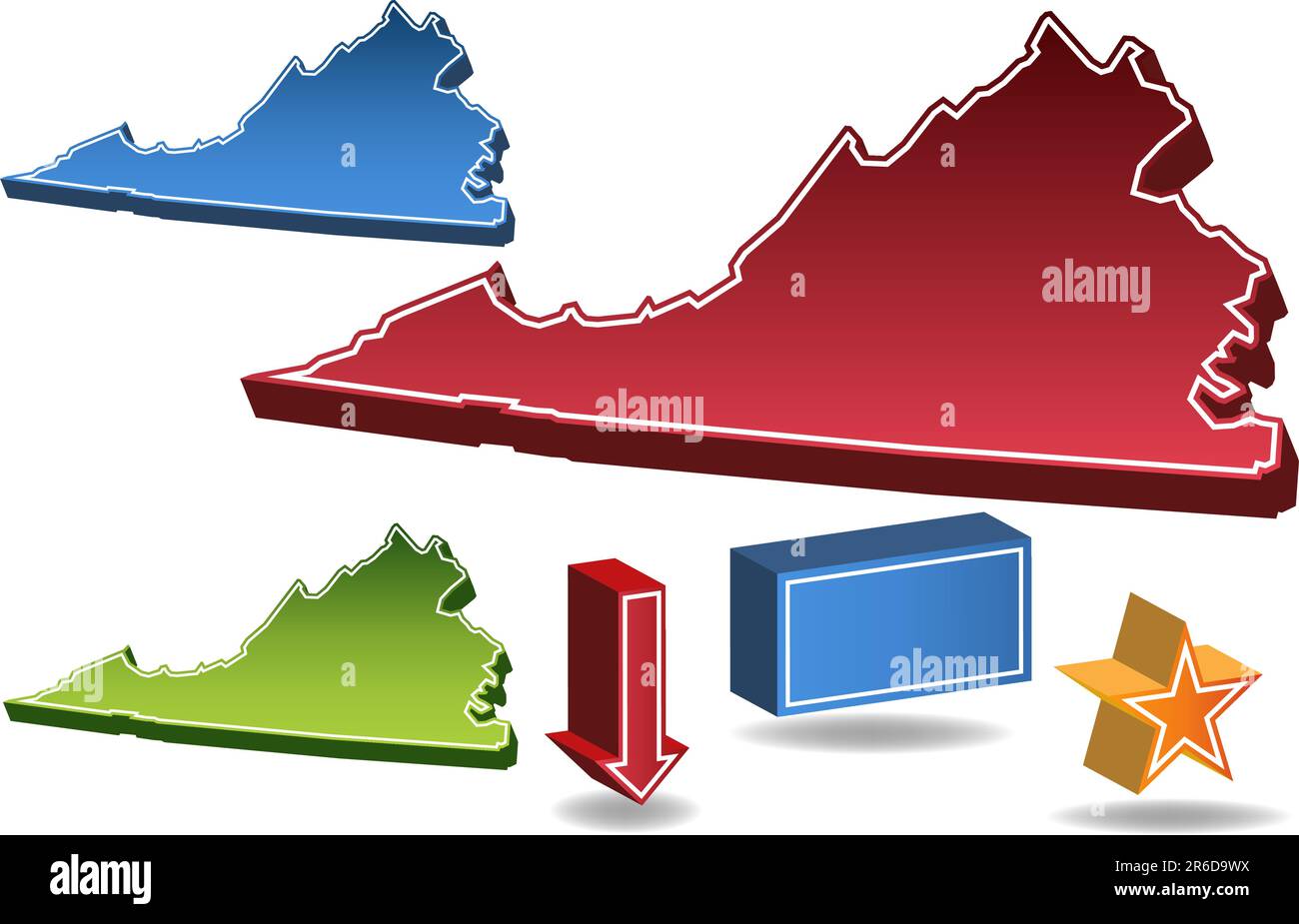 Set of 3D images of the State of Virginia with icons Stock Vector Image ...