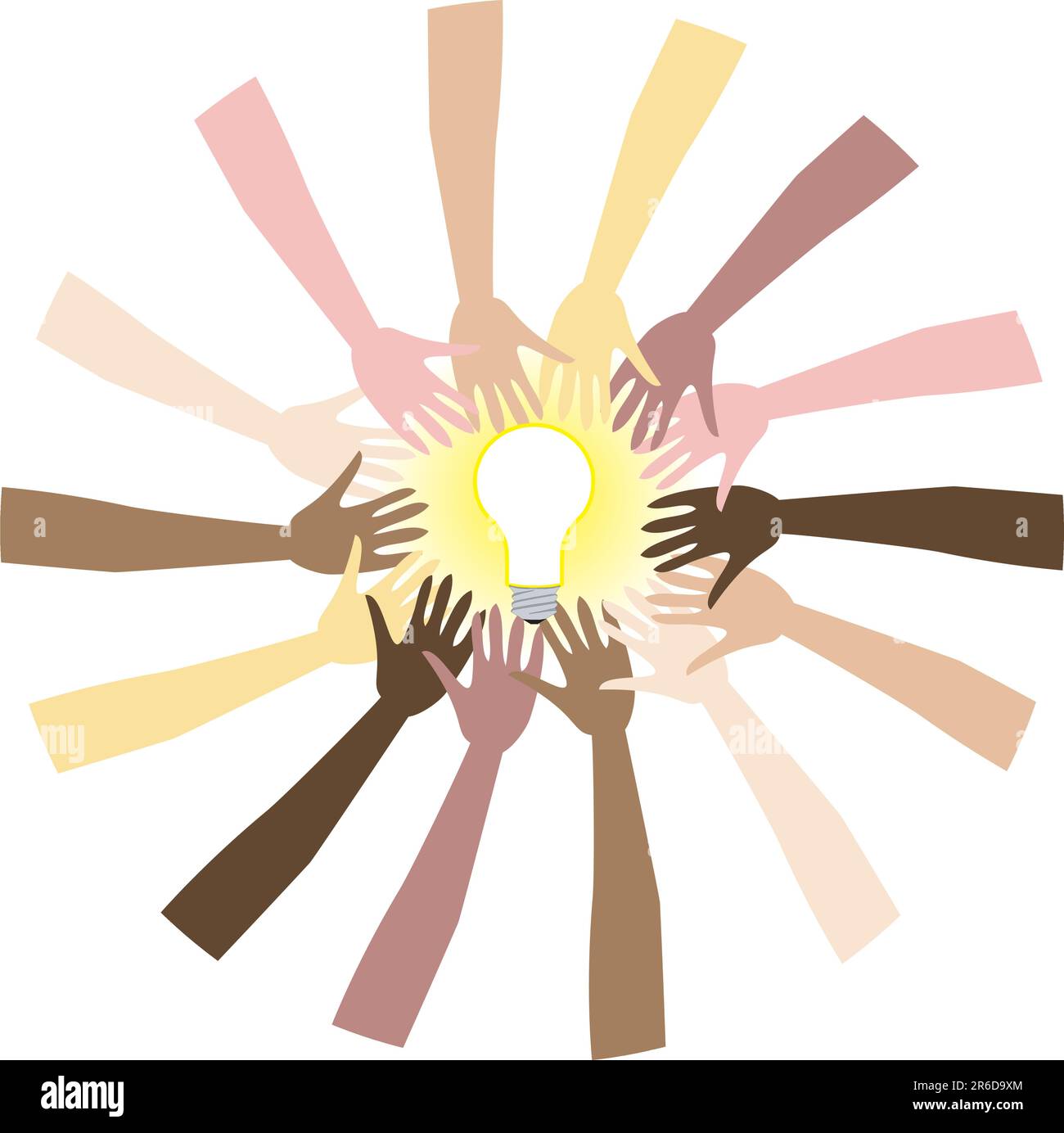 Teamwork can bring great ideas. Vector Illustration showing diversity ...