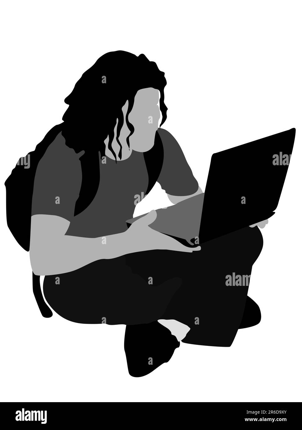 Young man on laptop isolated Black and White Stock Photos & Images - Alamy