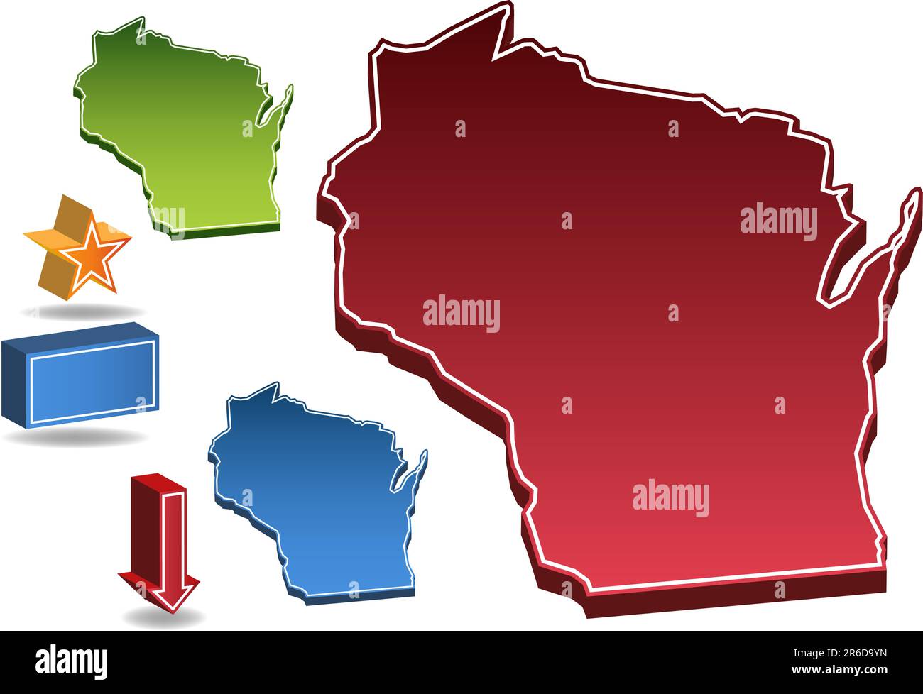 Set of 3D images of the State of Wisconsin with icons Stock Vector ...