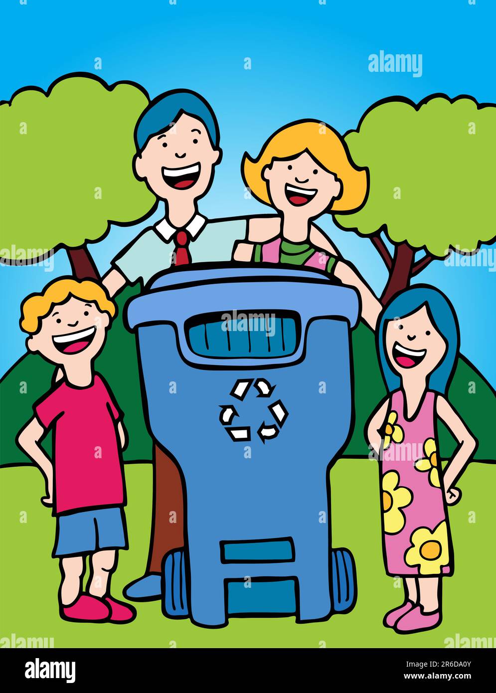 Cartoon image of a family recycling together Stock Vector Image & Art ...
