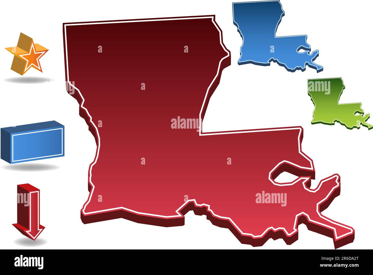 Set of 3D images of the State of Louisiana with icons Stock Vector ...
