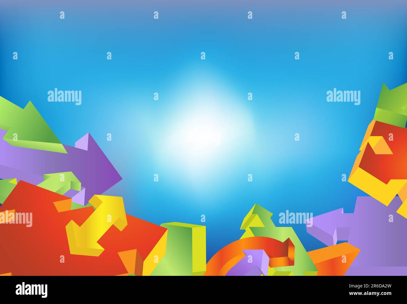 3D arrows flying towards a bright light. Background image Stock Vector ...