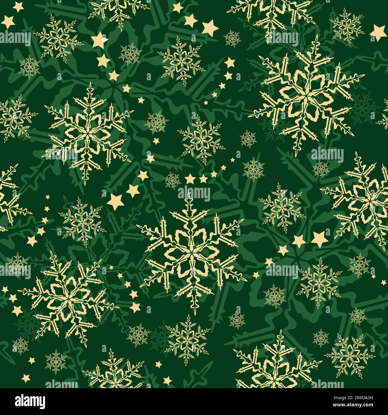 Golden green snowflakes, winter pattern that will tile seamlessly Stock ...