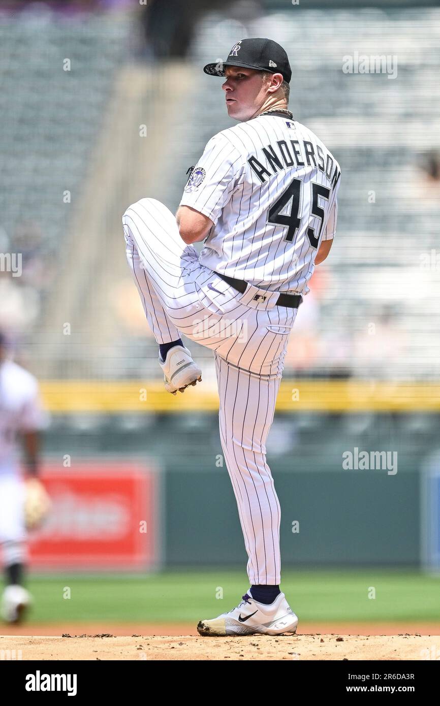 DENVER, CO - JUNE 8: Colorado Rockies starting pitcher Chase Anderson ...