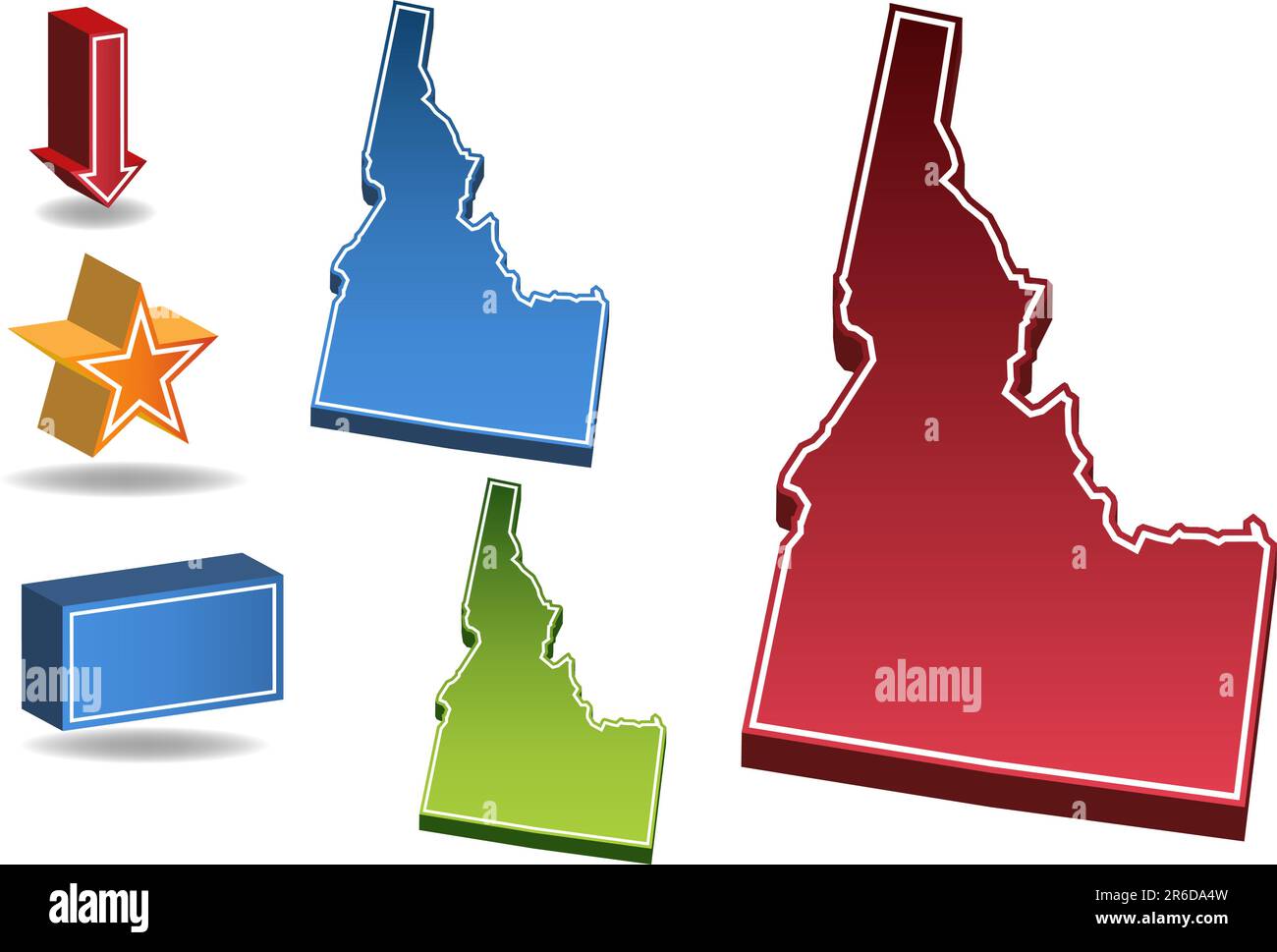 Set of 3D images of the State of Idaho with icons Stock Vector Image ...