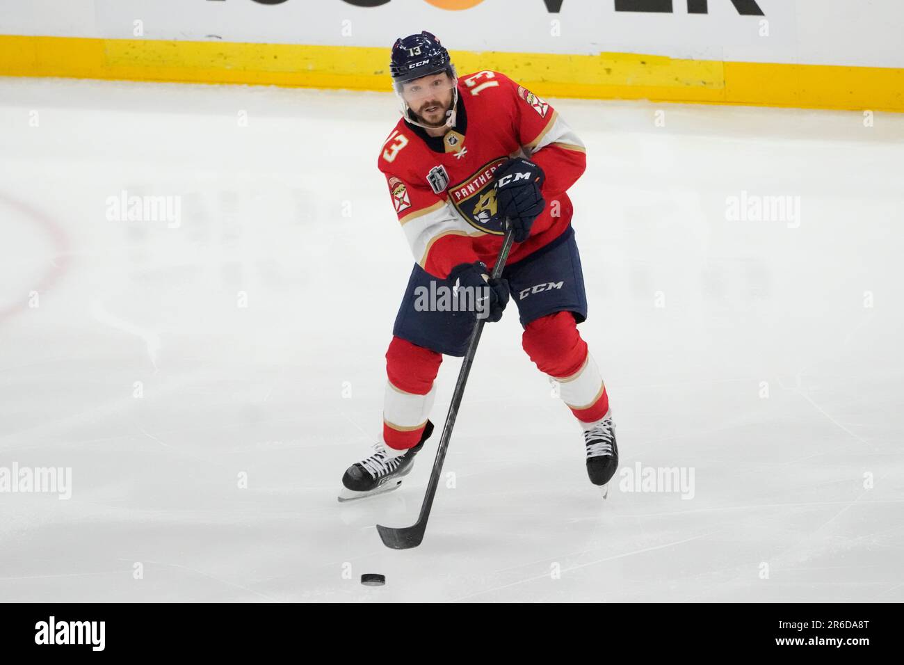 Florida Panthers center Sam Reinhart (13) passes the puck during the ...