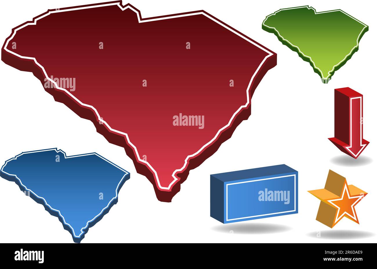 Set of 3D images of the State of South Carolina with icons Stock Vector ...