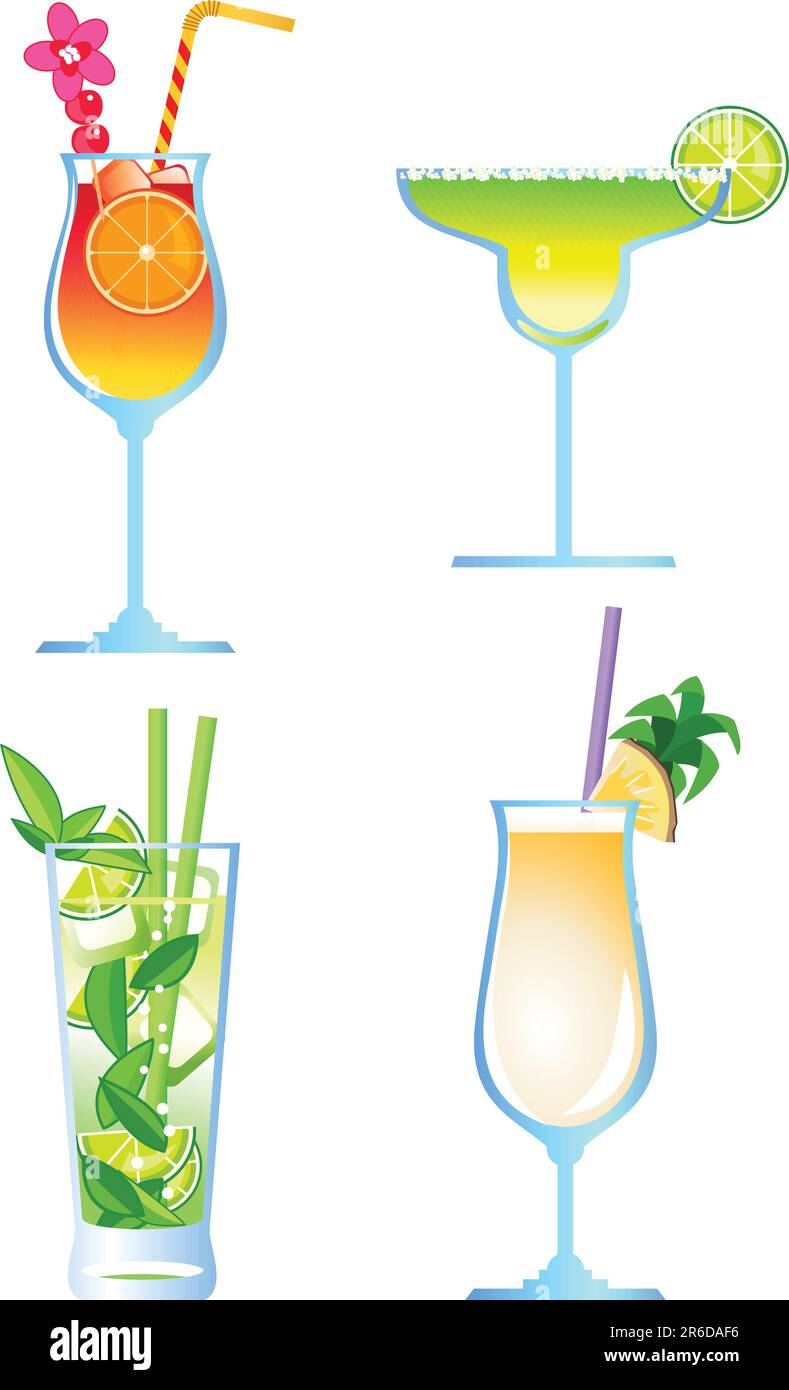 Vector clip-arts of cocktails on white background Stock Vector Image ...