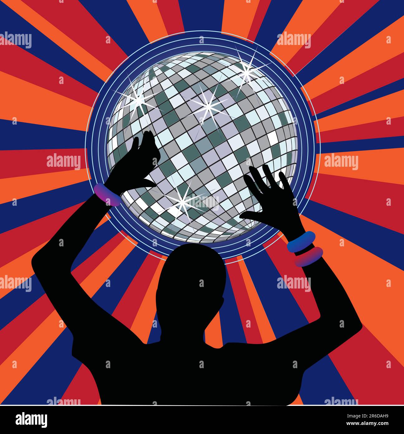 Glowing disco ball and dancer hands with bracelets Stock Vector Image ...