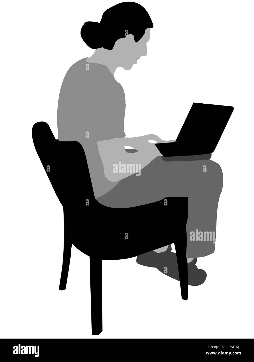 man sitting with laptop on isolated background Stock Vector Image & Art ...