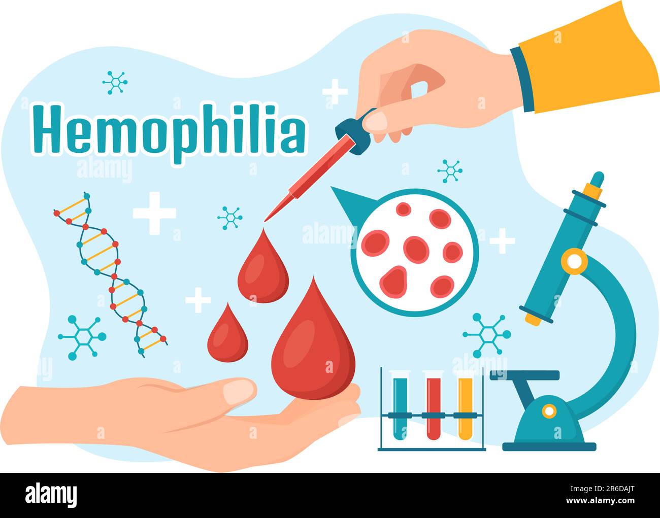 Hemophilia Vector Illustration with Doctor Examining Injured Knee or Joint and Blood Disorders ...