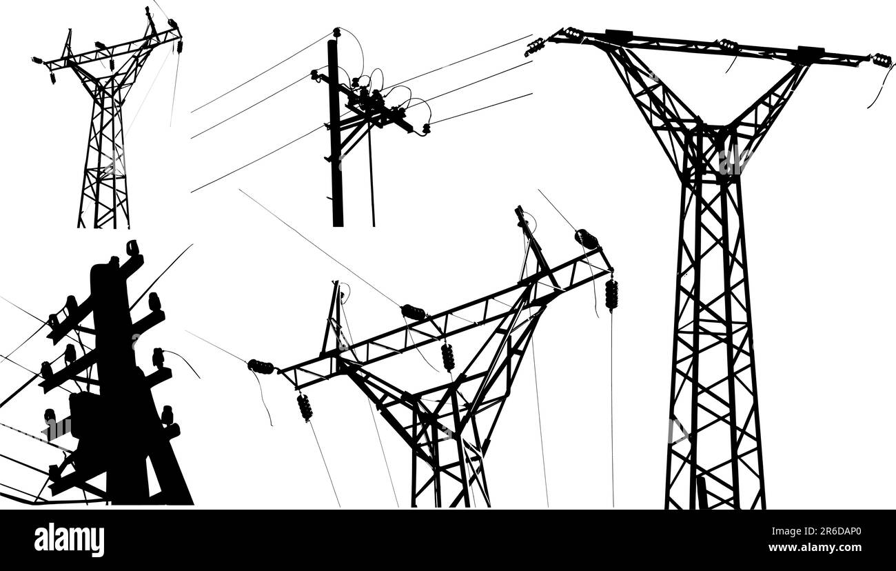 Powerline pole Cut Out Stock Images & Pictures - Alamy