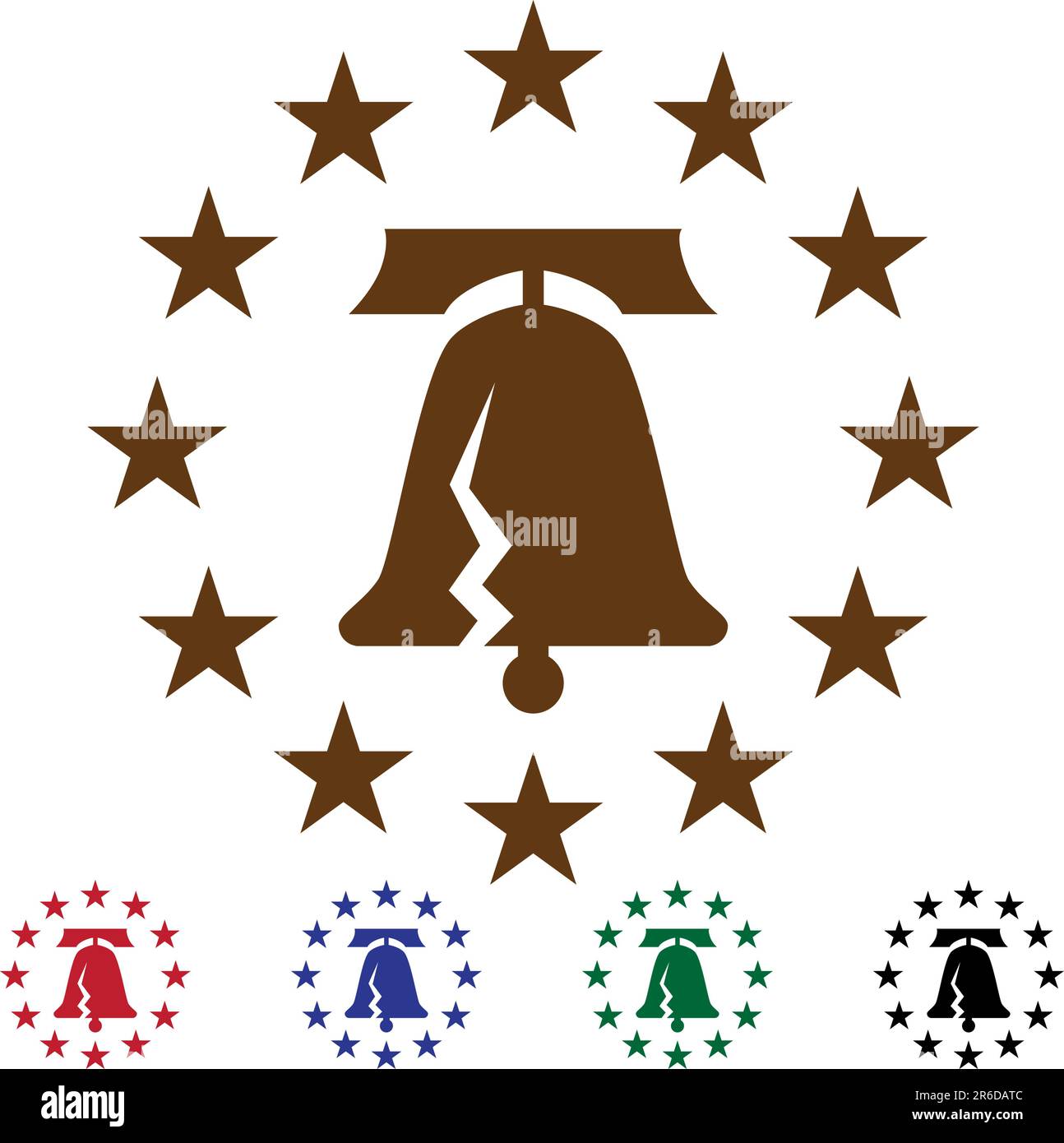 Set of 5 patriotic liberty bells surrounded by stars Stock Vector Image ...