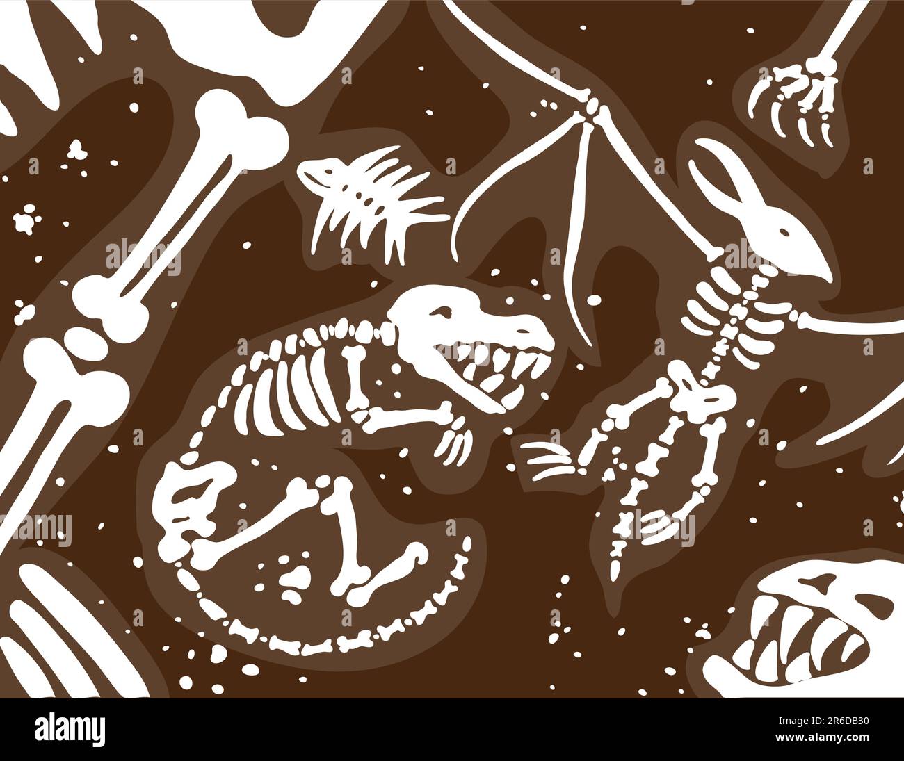 Old dinosaur bones that are excavated from underground Stock Vector ...