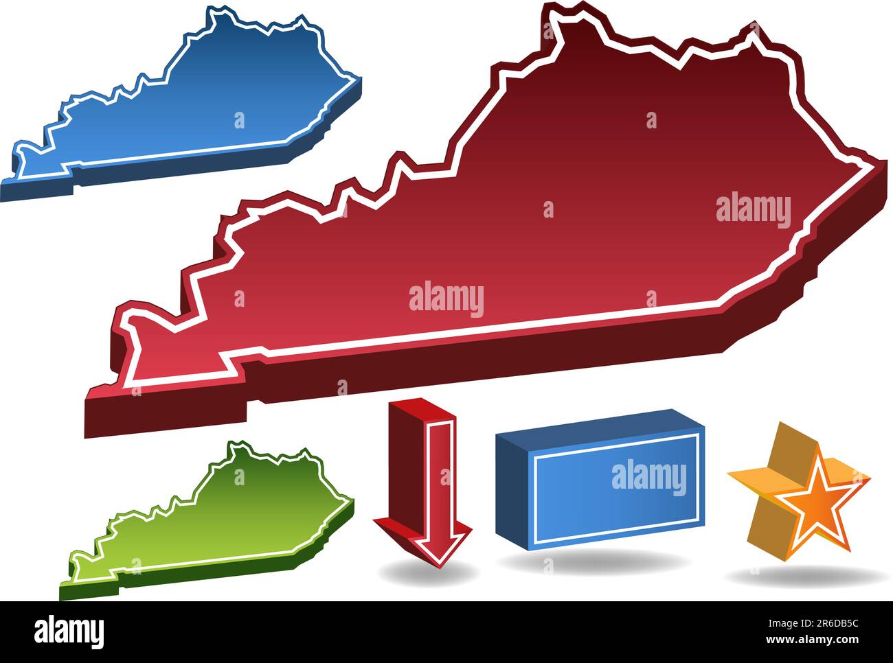 Set of 3D images of the State of Kentucky with icons Stock Vector Image ...