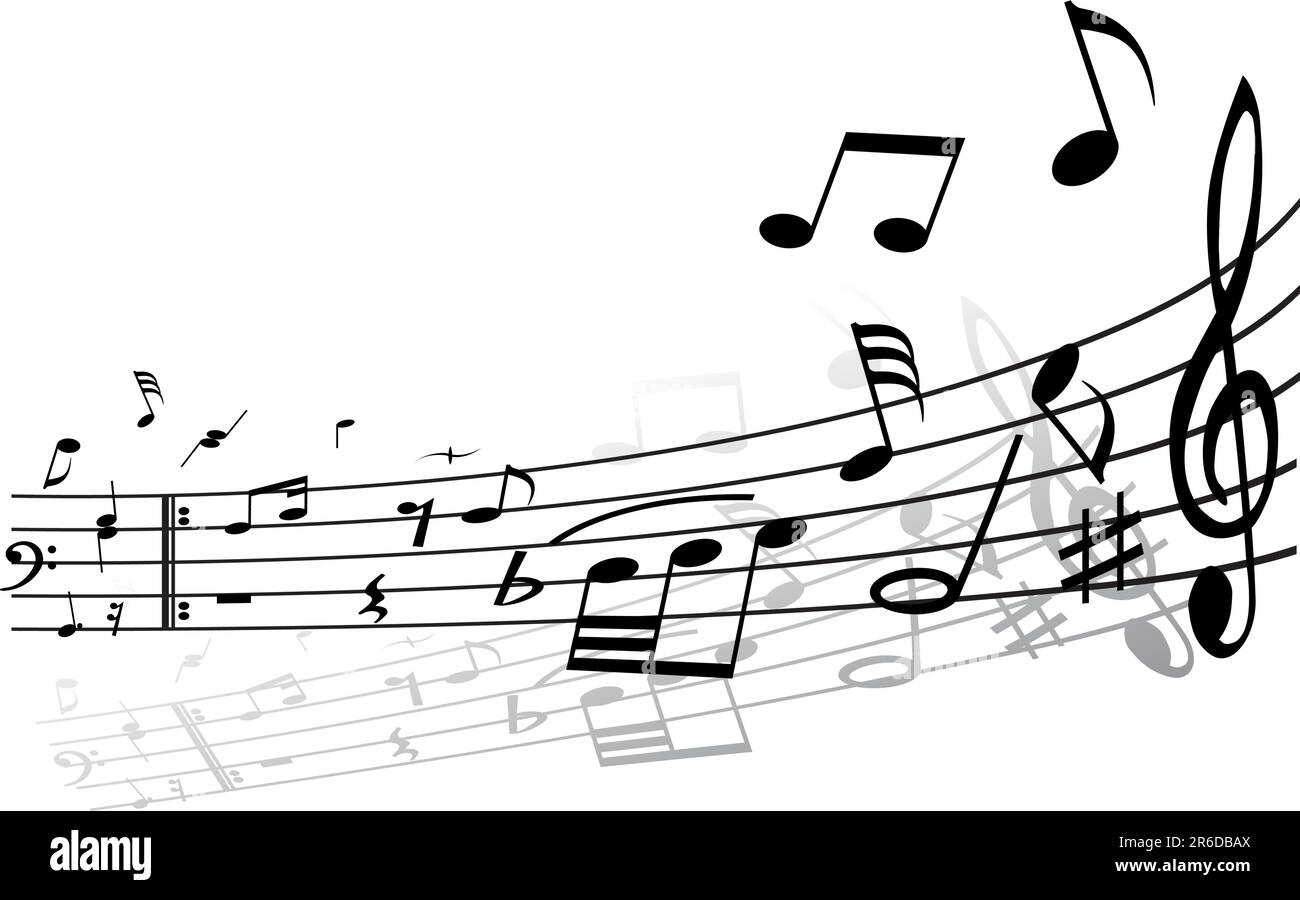 Abstract music background with different notes and lines Stock Vector ...