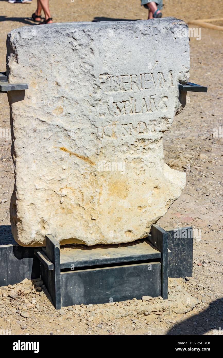 A replica casting of the "Pilate Stone," confirming the existence of ...