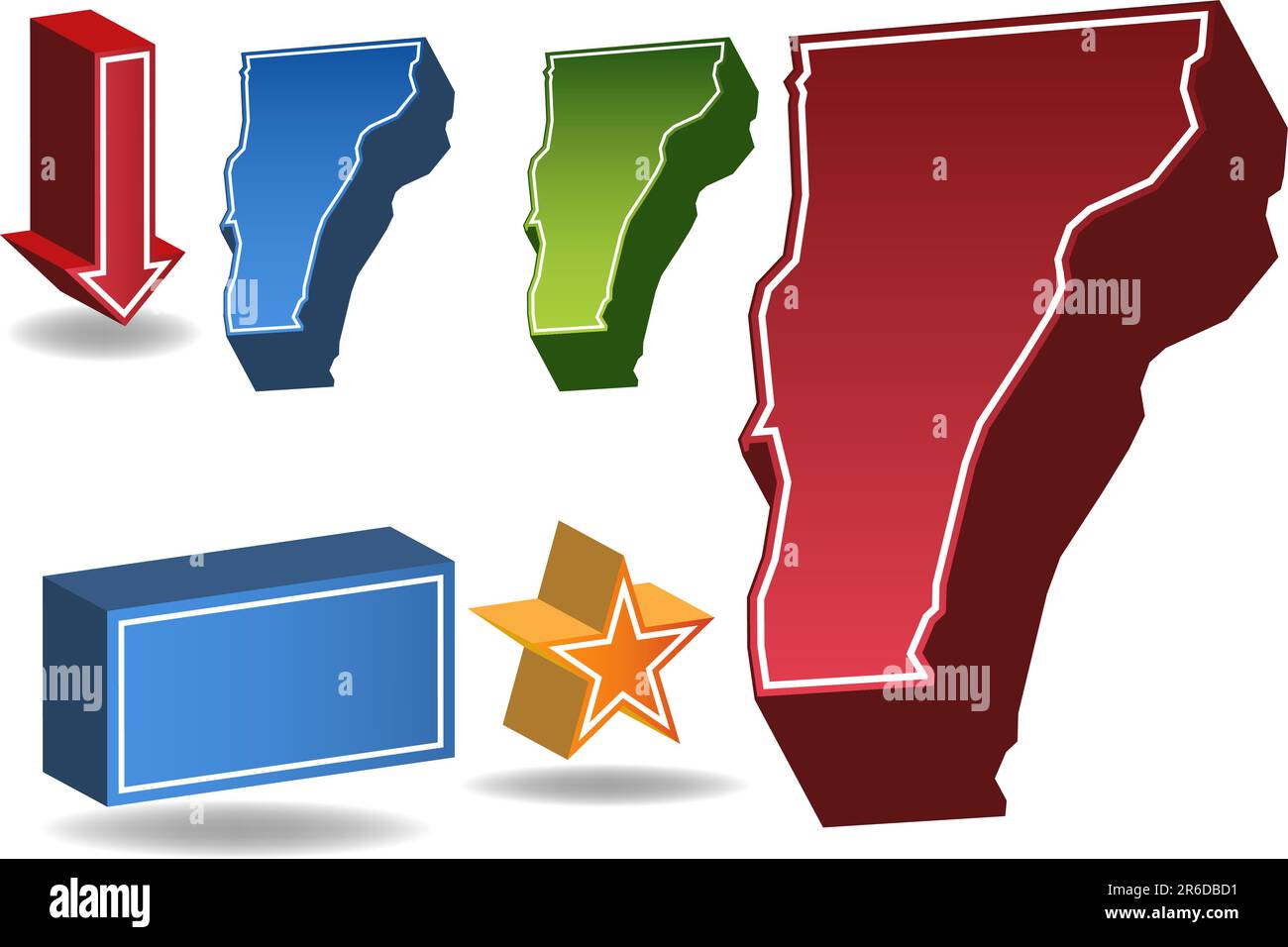 Set of 3D images of the State of Vermont with icons Stock Vector Image ...