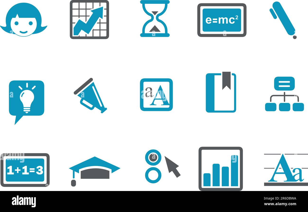 Vector icons pack - Blue Series, learning collection Stock Vector Image ...