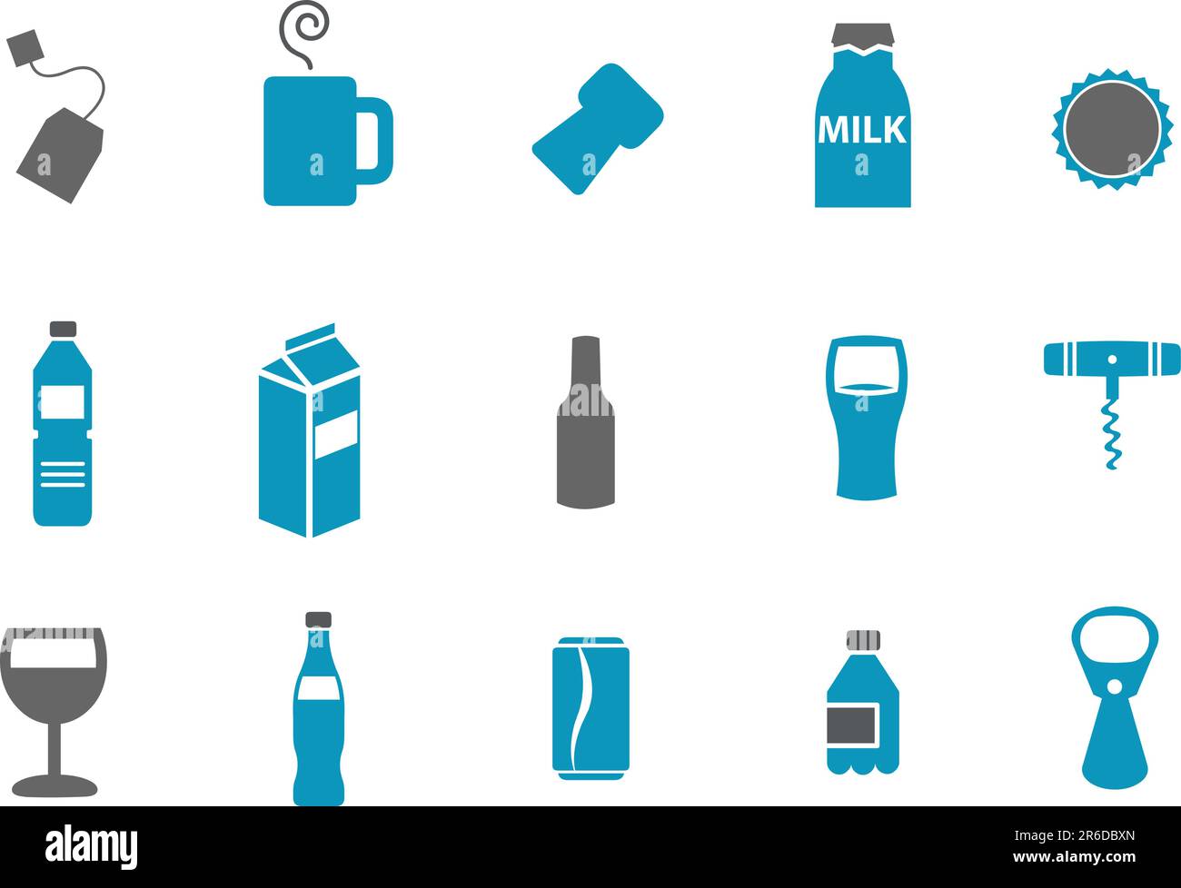 Vector icons pack - Blue Series, drinking collection Stock Vector Image ...