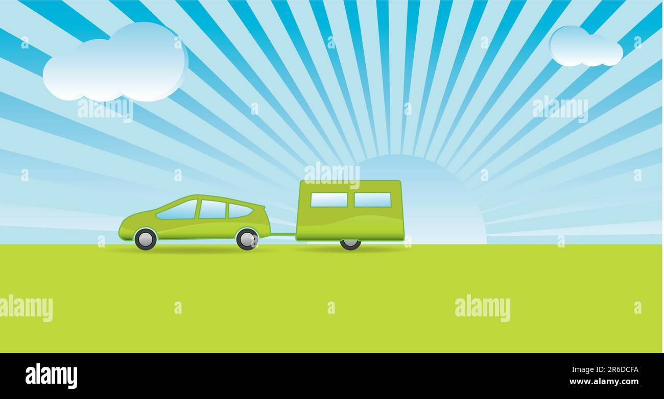 Electric car on vacation Stock Vector Images - Alamy