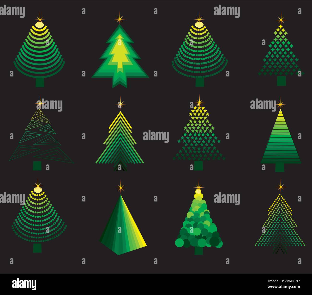 set of vector christmas trees - easy to edit vector EPS file Stock ...