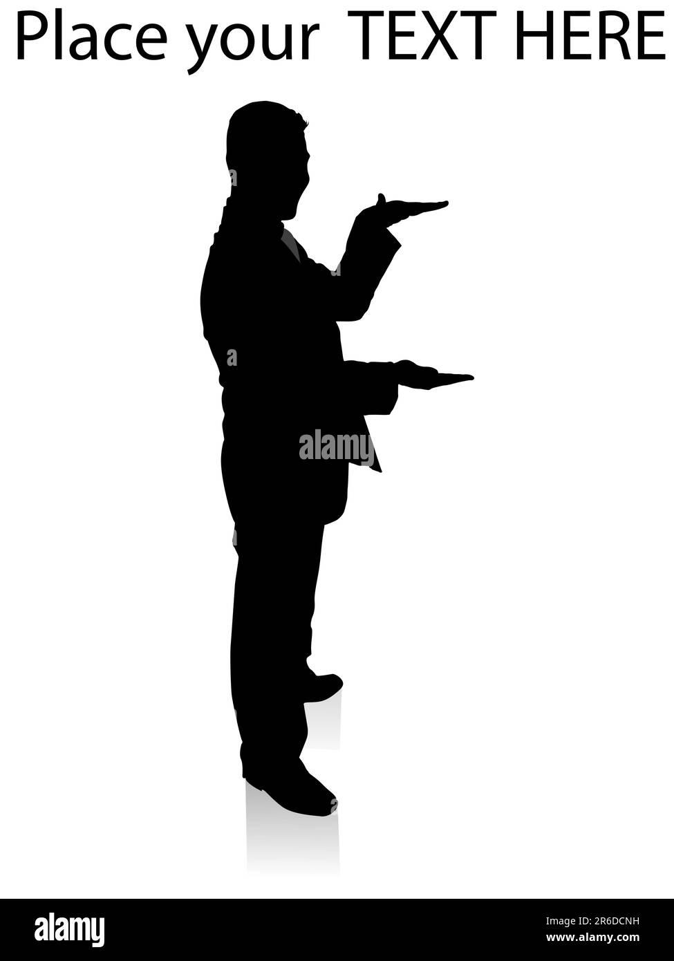 silhouette of executive measuring with hands on an isolated background ...